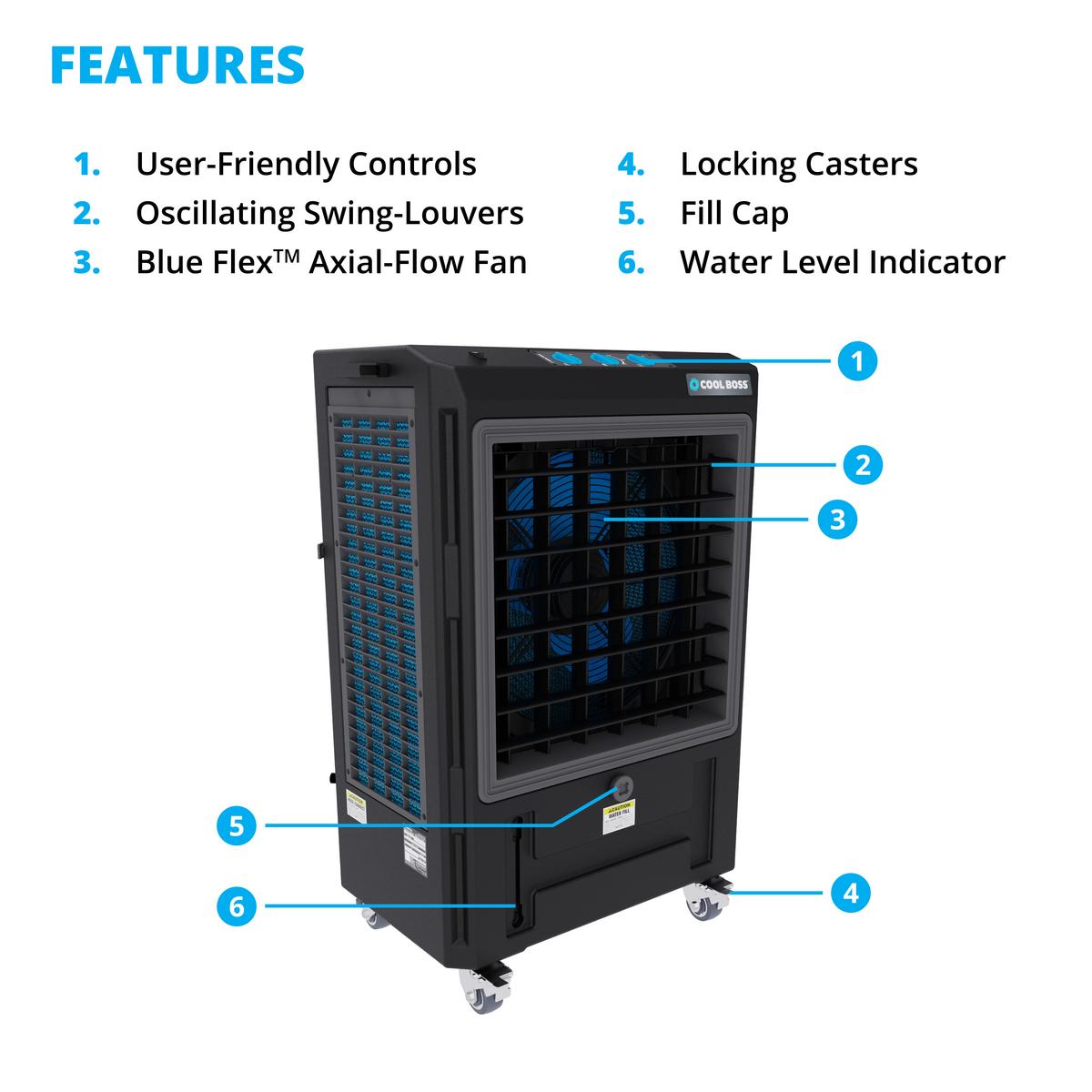 CB-19SL Evaporative Air Cooler with Oscillating Fan Industrial Air ...